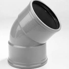 Pvc bocht 110mm, mof/mof 45 graden Rubber - Technim