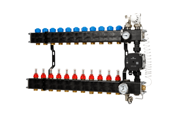 VTE vloerverwarming verdeler met a-label Pomp van Grundfos